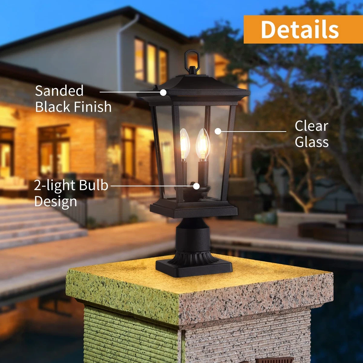 Stanchion Mounted Light Fixture Detail | Shelly Lighting