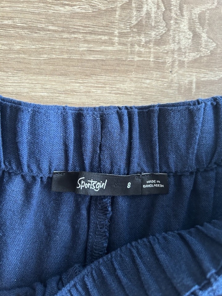 Sportsgirl Willow Linen Wide Leg Pants Navy Size 8 | eBay Australia