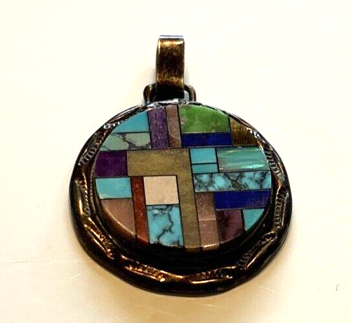 Rare Vintage Navajo Calvin Desson Sterling Silver Multi Stones Inlay ...