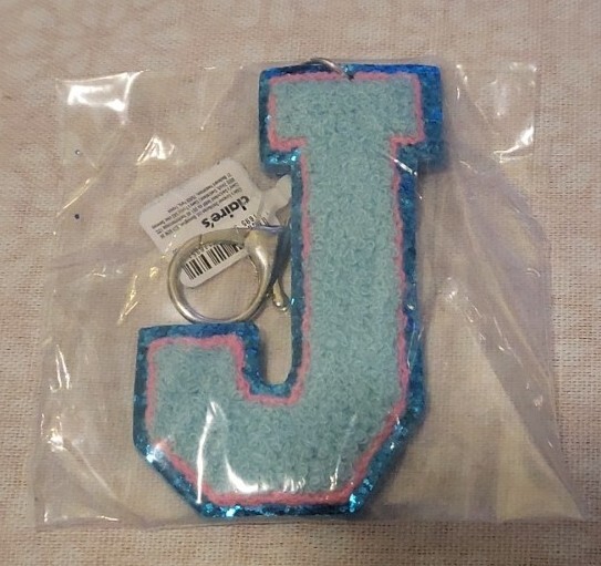 Claires Large Felt Fluffy Glitter Letter J Key Ring ideal For Christmas ...