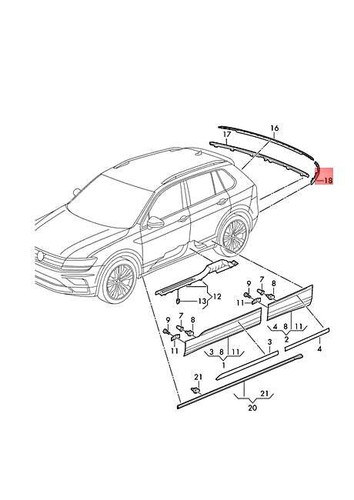 Genuine VW Tiguan Allspace BW2 Trim Right 5NN853842A041 | eBay
