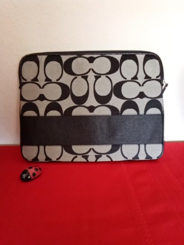 Coach Laptop Sleeve Tablet Case Signature Canvas Leather Logo Black 14 ...