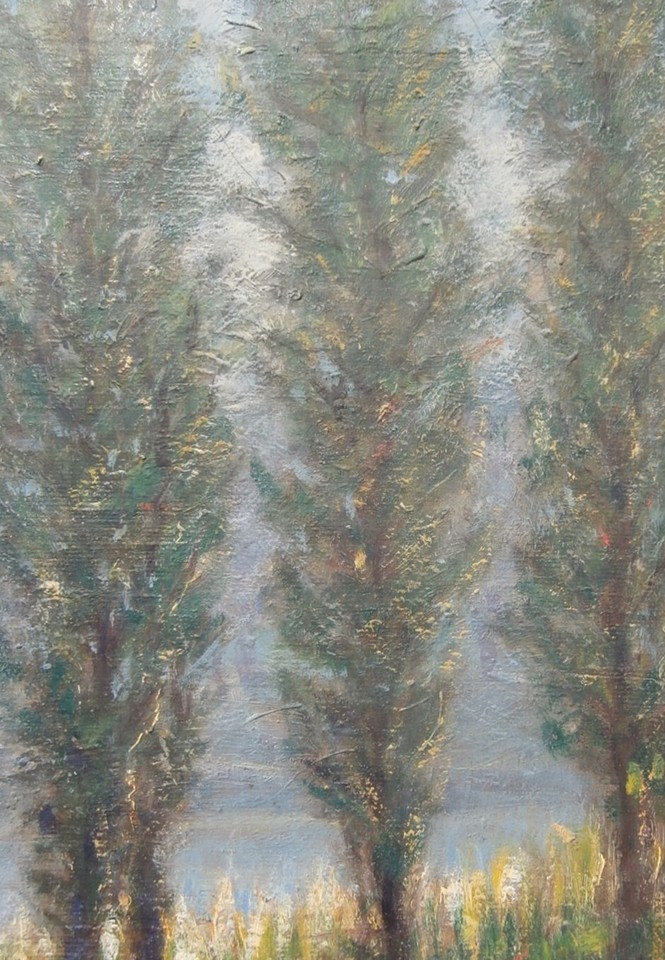 AMERICAN IMPRESSIONIST Antique LANDSCAPE Oil PAINTING Artist Signed ...