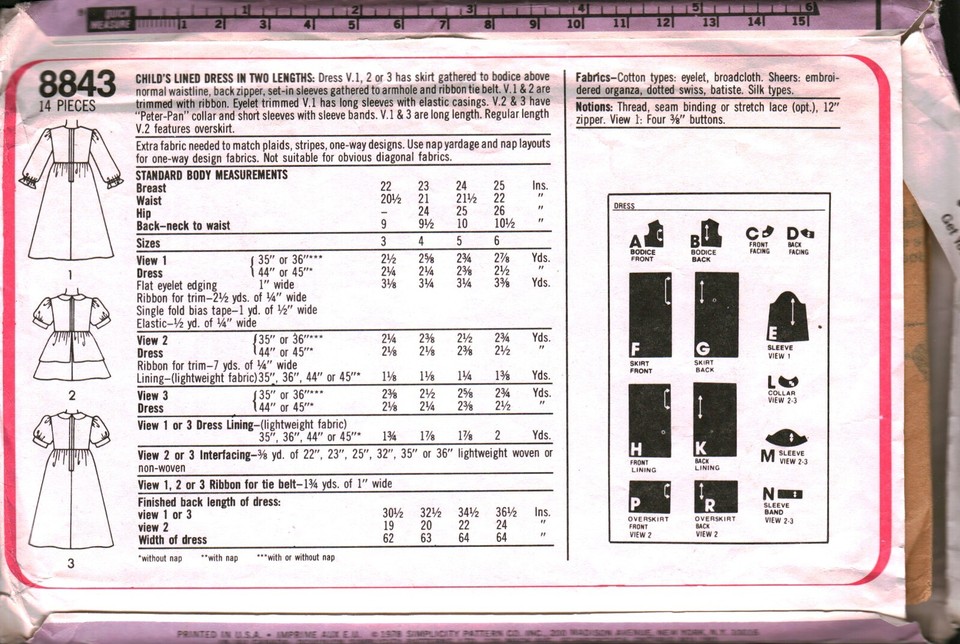 8843 Vintage Simplicity Sewing Pattern Girls 1970s Dress Two Length ...