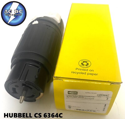 HUBBELL TWIST-LOCK INSULGRIP CS6364C FEMALE 50A 125/250VAC CS STYLE 3P ...