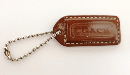 Vintage COACH Key Fob Chain Hang Tag 2" Brown Patent Leather | eBay