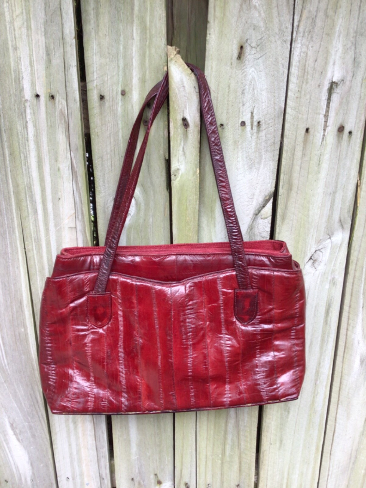 Vintage 1970's BURGUNDY / Red Eel Skin Purse Eel S… - Gem