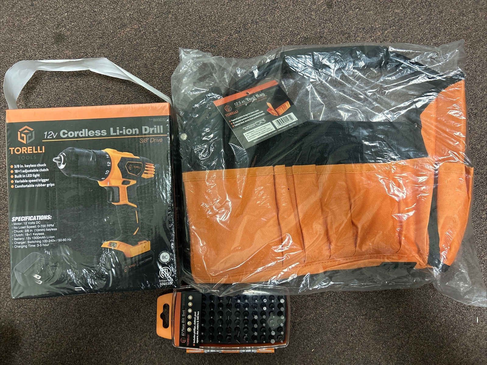 Torelli Tools 12v Cordless Li-ion Drill 3/8" Drive, 67 pc Bit Set ...