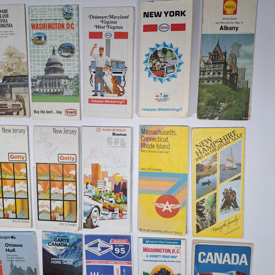 Vintage Road Maps Texaco Esso Getty I Love Heart New York Jersey Canada ...