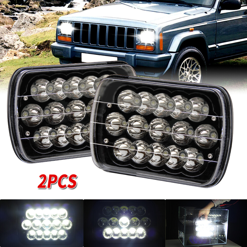 For Jeep XJ YJ Chevy S10 Blazer 7x6" 5x7" Rectangle LED Headlight Hi-Lo ...