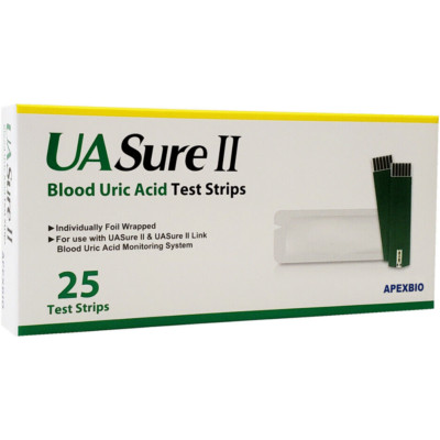UASure II Uric Acid Test Strips. UA Sure. 25 Test Strips each Box 1,3 ...