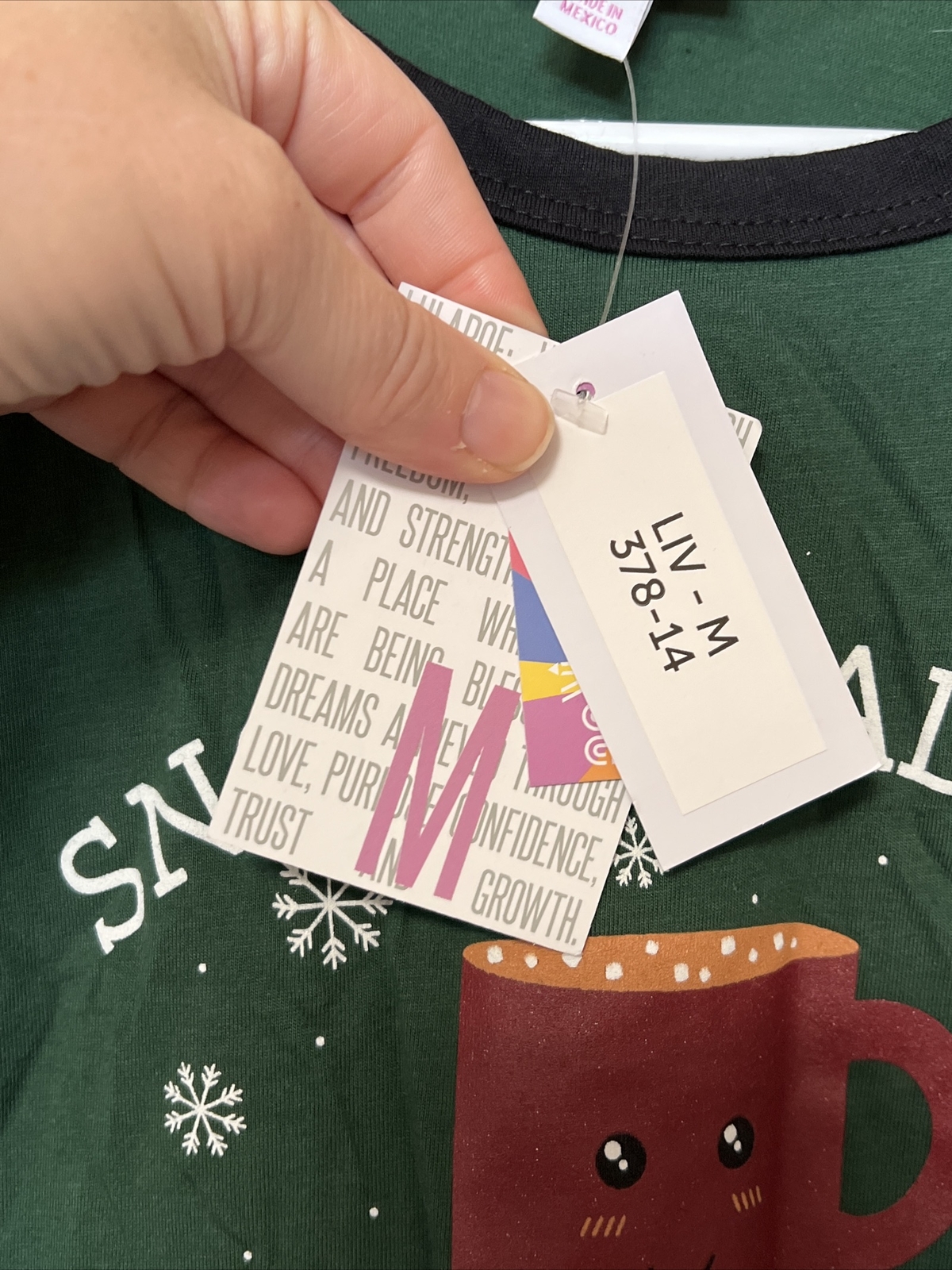 NWT LuLaRoe Size Medium Liv Multicolor “Snow Is Falling Hot Cocoa” New ...