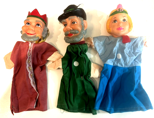 CHILDREN'S HAND PUPPETS: KING, QUEEN / PRINCESS + 1: VINYL RUBBER HEAD ...