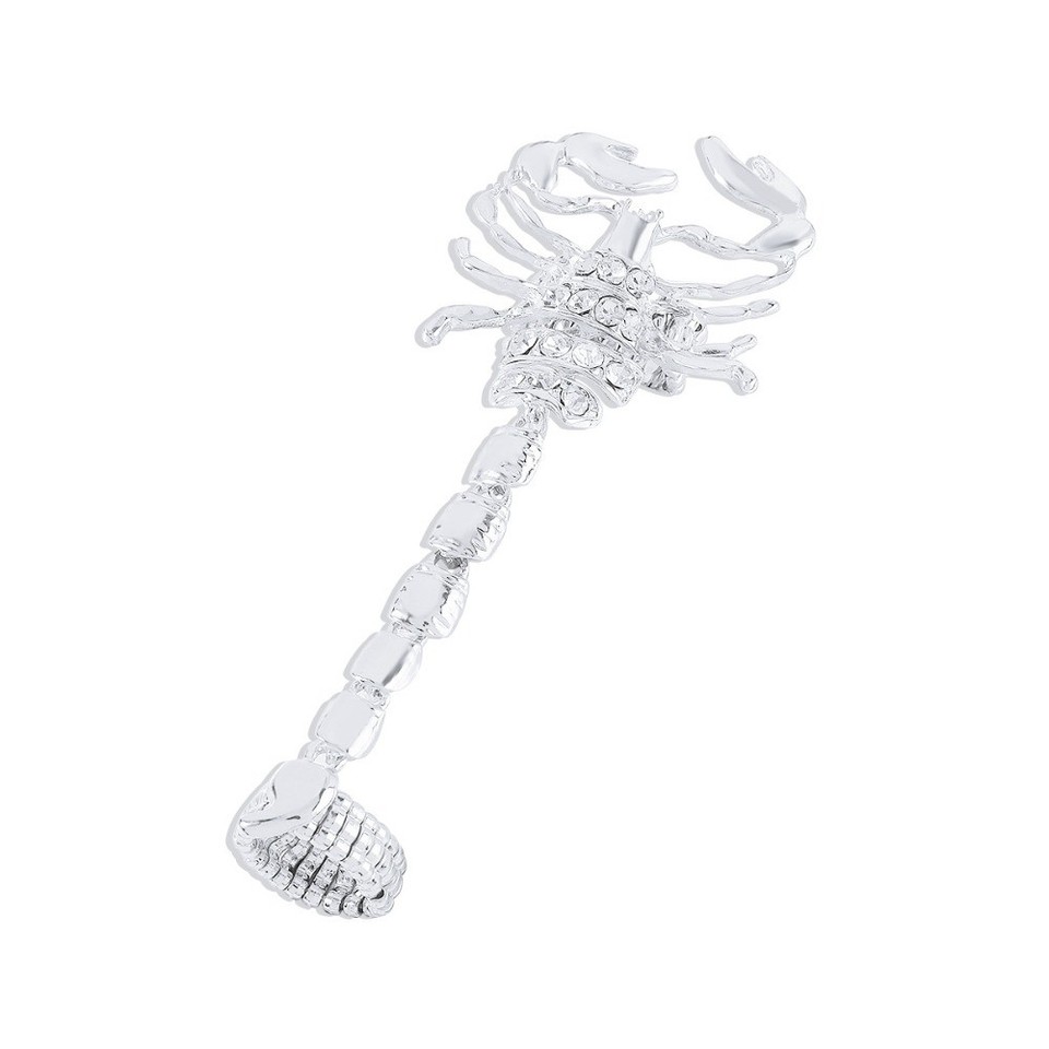 Rhinestone Scorpion Chain Ring Silver Irregular Ring Hand Accessories ...