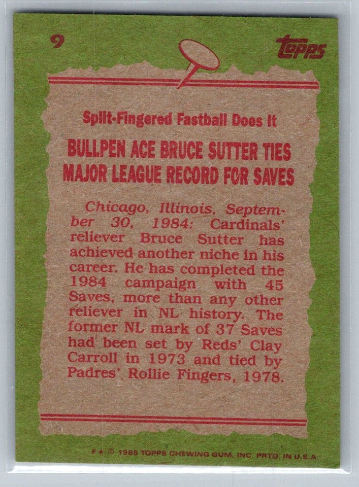 1985 Topps #9 Bruce Sutter St. Louis Cardinals | eBay