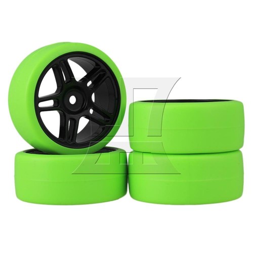 4x Drift Smooth Tires Pentagram Rims for RC1:10 On Road Car Green ...