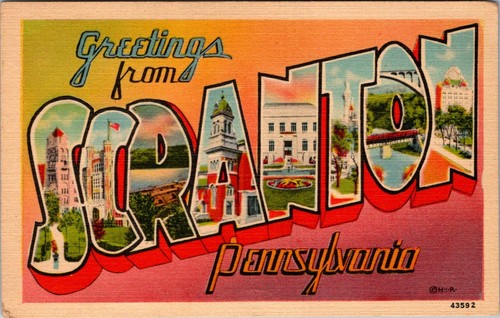 Postcard Scranton PA Large Letter Linen Greetings | eBay