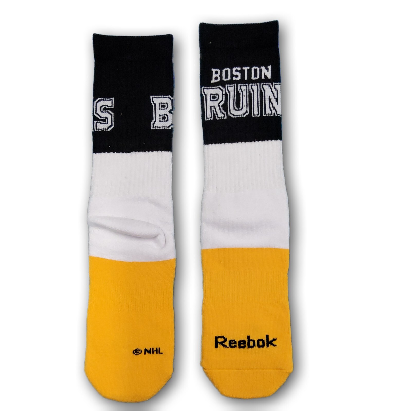 Boston Bruins NHL Reebok Adult Men's Black/White/Yellow Socks Size 9-11 ...