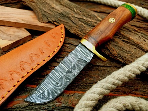 Custom Hand Forged Damascus Steel Knife Rat-Tail, EDC, Wood Handle | eBay
