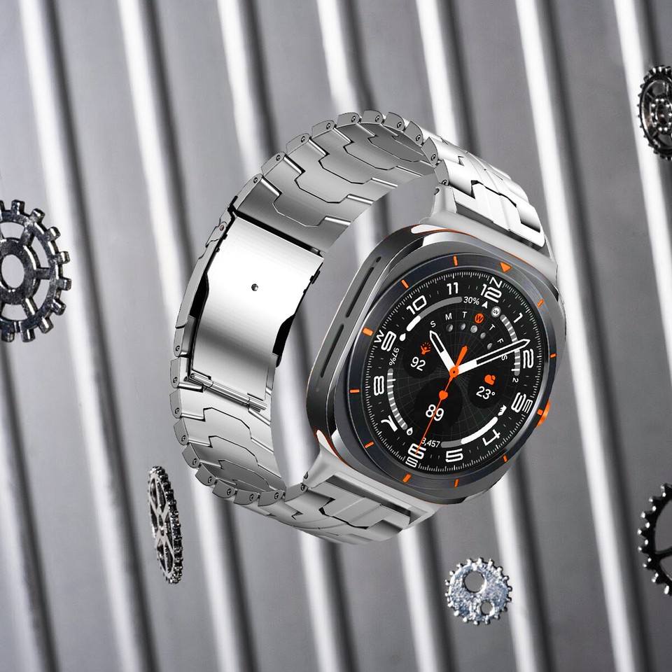 For Samsung Watch Ultra 47mm Luxury Titanium Metal Band Curved End Link ...