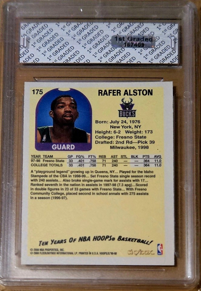 Rafer Alston Skip To My Lou 1999-2000 NBA Hoops Decade RC #175 1st ...