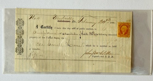 1866 Captain John J. McClellan Florida Horse Document | eBay