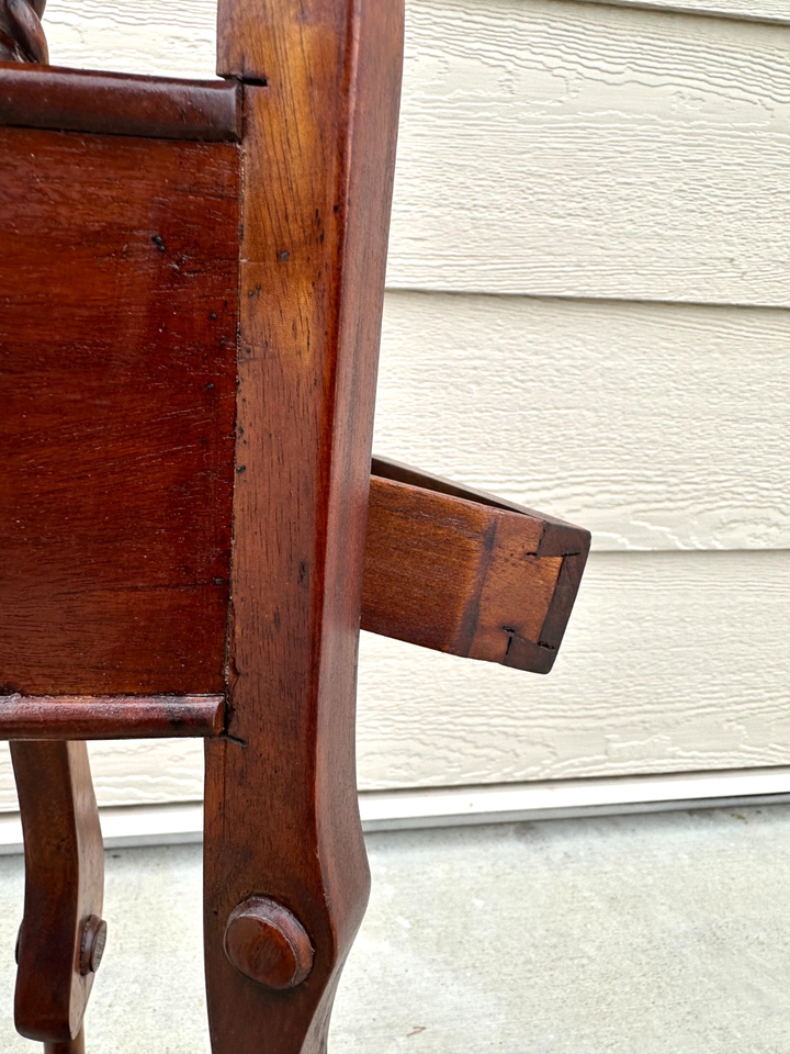 Antique Red Mahogany Wood Plant Stand with 2 Small Drawers or Cigar ...