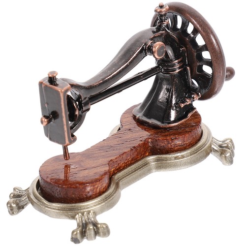 Mini Sewing Machine Model Retro Doll House Decoration Zinc Alloy Wood ...