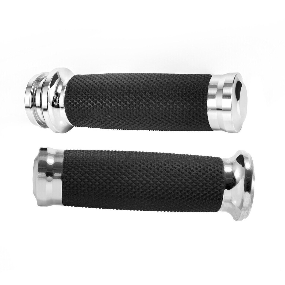 Chrome 1 Inch Motorcycle Hand Grips Handlebar Grips Cable Throttle ...