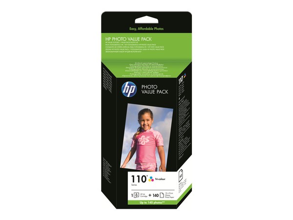 Genuine HP 110 One Tri-color Ink Cartridge 140 Photo Paper 4 X 6 ...
