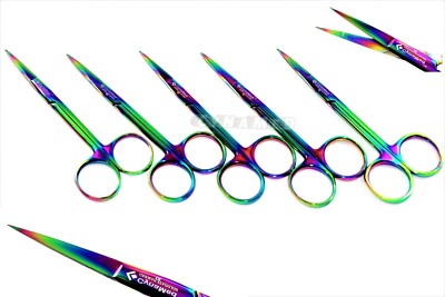 5 GERMAN IRIS MICRO DISSECTING SCISSORS STRAIGHT 4.5" MULTI RAINBOW TITANIUM | eBay
