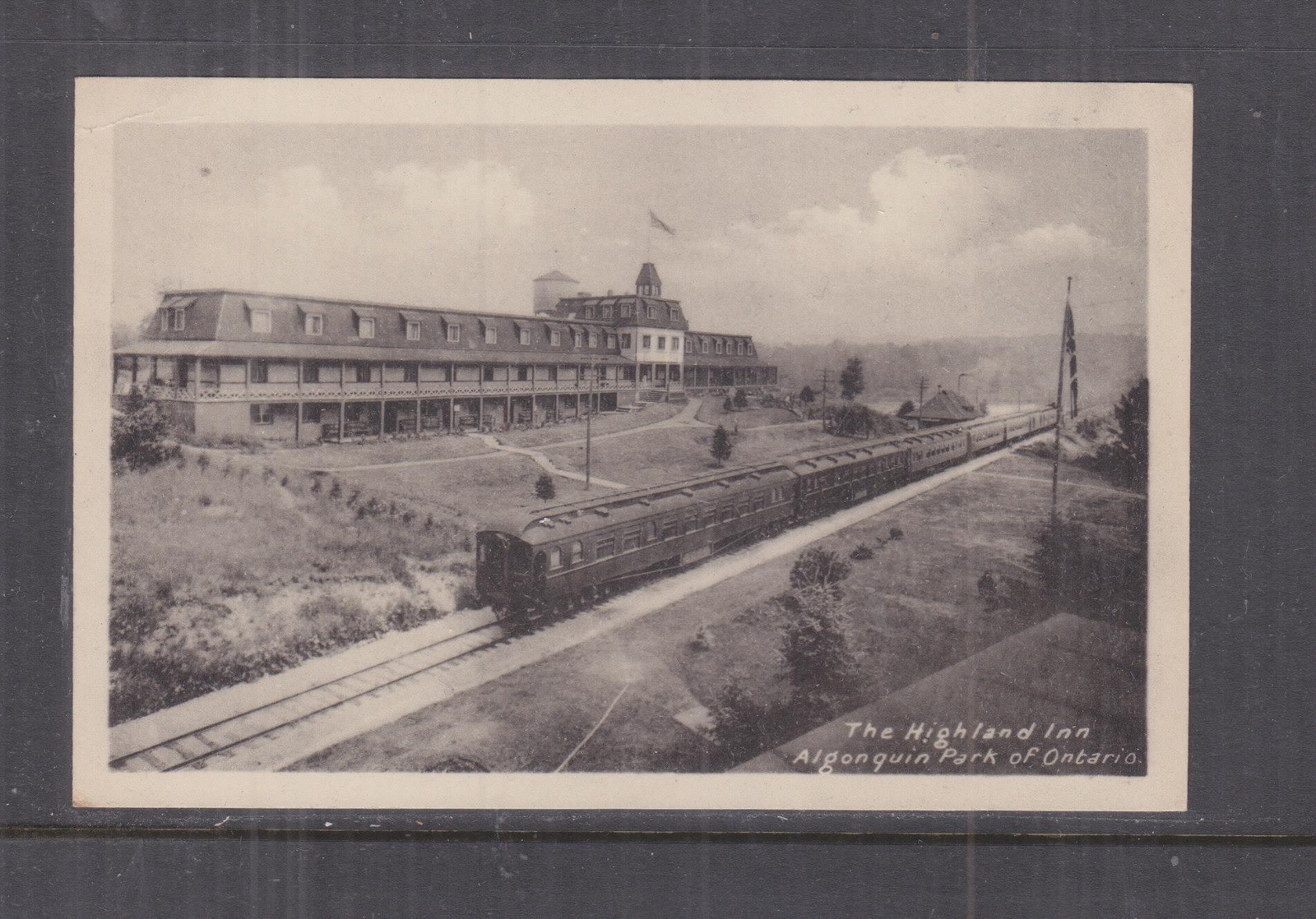 CANADA, ONTARIO, HIGHLAND INN, ALGONQUIN PARK, TRAIN, c1930 ppc ...