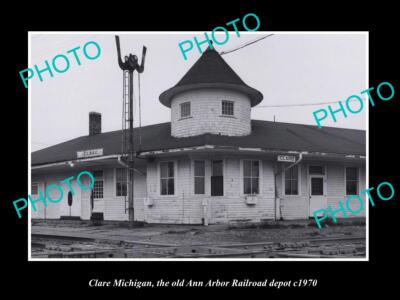 OLD LARGE HISTORIC PHOTO CLARE MICHIGAN, THE ANN ARBOR RAILROAD DEPOT ...