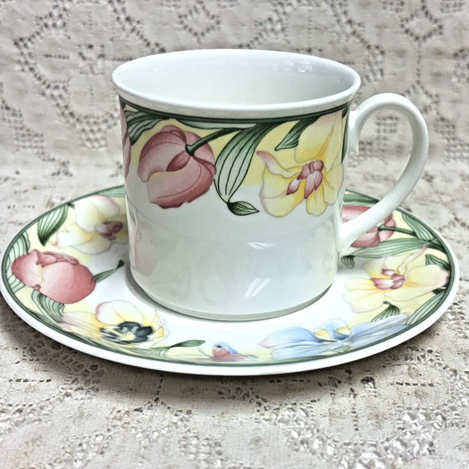Villeroy Boch Canari Mettlach Cup and Saucer Sets Floral Germany Vtg ...