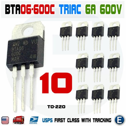10pcs BTA06-600C Triac 6A 600V TO-220 ST BTA06-600 USA | eBay