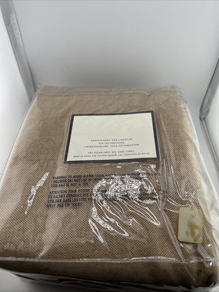 Pottery Barn Set of Two Contrast Band Drapes Rideau 50x96 Inches Tan ...
