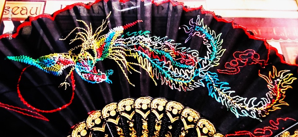 Folding Accessory lightweight GOLD/MULTICOLOR SEMI SHEER EMBROIDERY ...