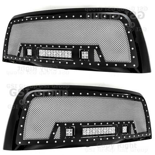 Rivet Black SS Mesh Grille+Black Shell+3x LED Lights for 10-17 RAM 2500 ...