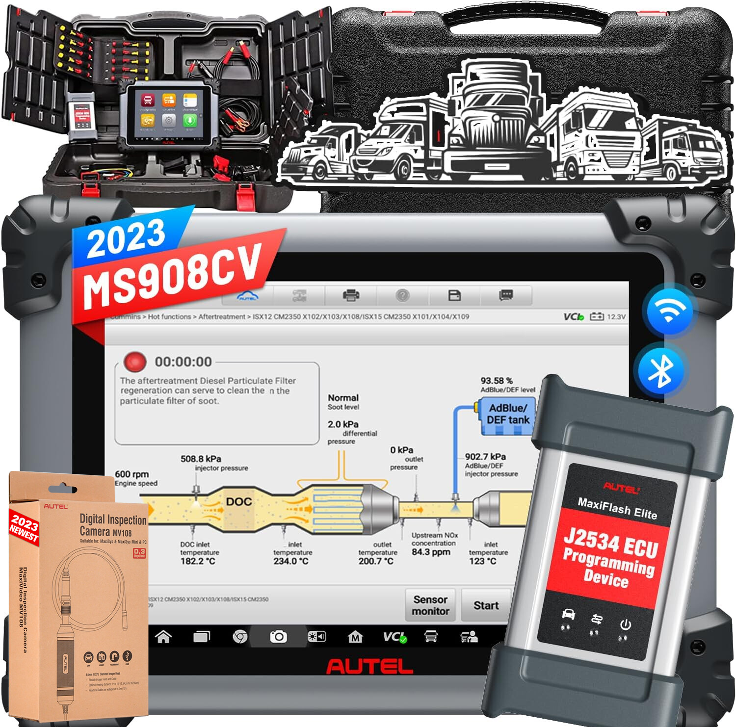 Autel MaxiSys CV MS908CV Heavy Duty Truck Diagnostic Tool J2534 pr ...