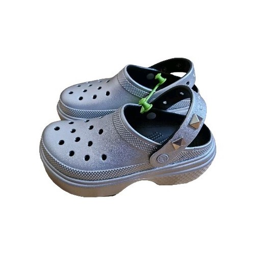 Women Crocs Platform Silver Metallic Shine Clogs Stomp Clogs Size 8 NWT ...