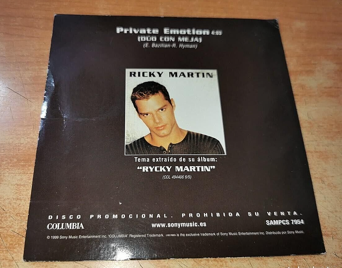 RICKY MARTIN & MEJA Private emotion ULTRA RARE SPAIN PROMO CD SINGLE ...