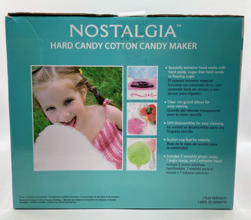 Nostalgia Candy Cotton Candy Machine Maker Retro with 2 Reusable Cones ...