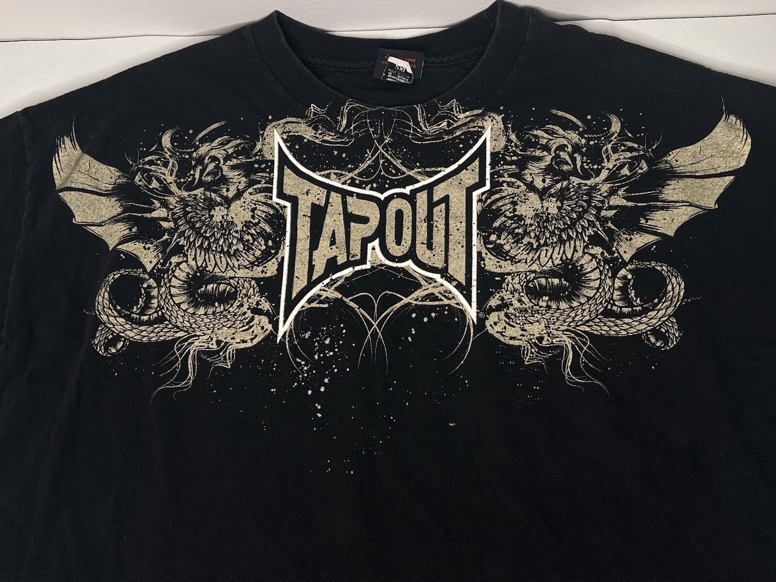 Y2K Tapout Grunge Men's Dragon Skull Wings Black T-Sh… - Gem