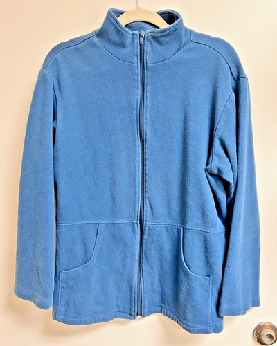 Norm Thompson Comfort Teal Blue Jersey Knit Sweatshirt Jacket SZ LRG ...