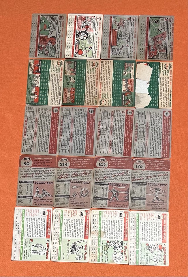 1952-56 Topps (20) Different Vintage Baseball Card Lot *CgC605* | eBay