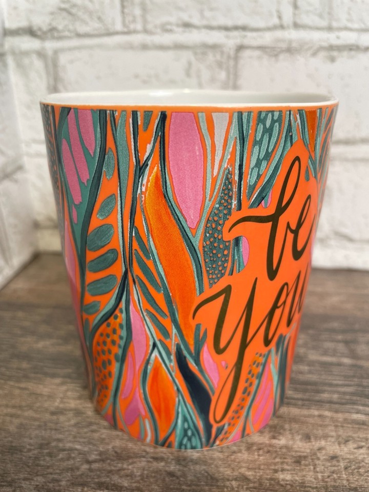 Etta Vee Coffee Mug “BE YOU” Gold Multicolor Floral Cup | eBay