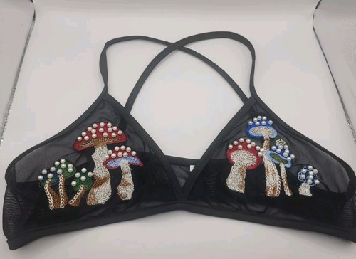 Sheer Embroidered Mushroom Bra Size Medium | eBay