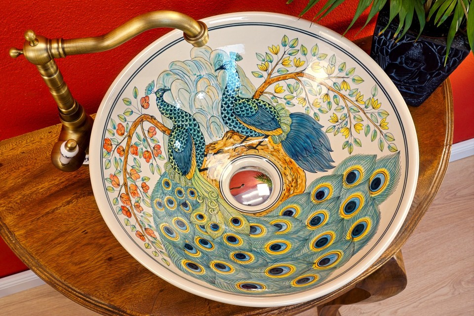 Antique Style Wash Basin Ceramic Basin Washbowl Fine Round Coloured | eBay