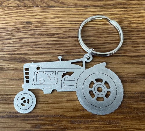 Farmall Tractor Profile Keychain Key Fob Stainless Metal Ornament Laser ...