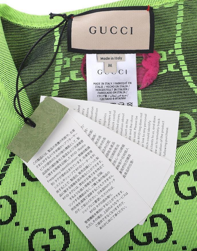 NEW GUCCI LOVE PARADE NEON GG EMBOSSED STRETCHY SPORTS LOGO CROP TOP ...